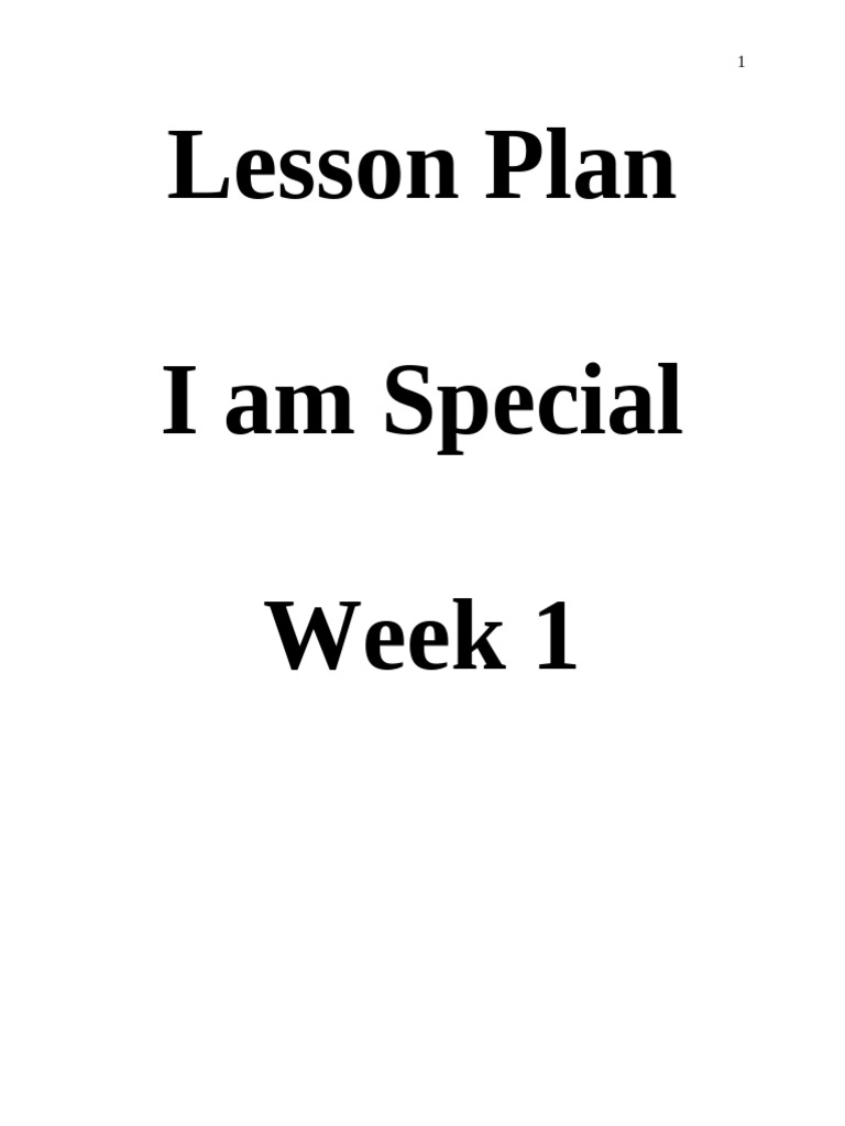 I Am Special: Week 1 Lesson Plan | PDF | Teachers | Love