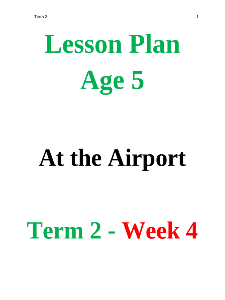Airport Lesson Plan for 5-Year-Olds | PDF | Teachers | Phonics