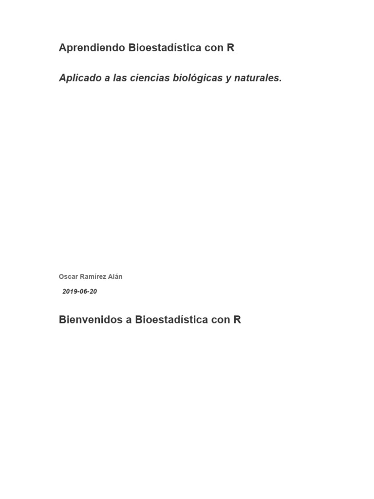 1 Aprendiendo Bioestadística con R | PDF