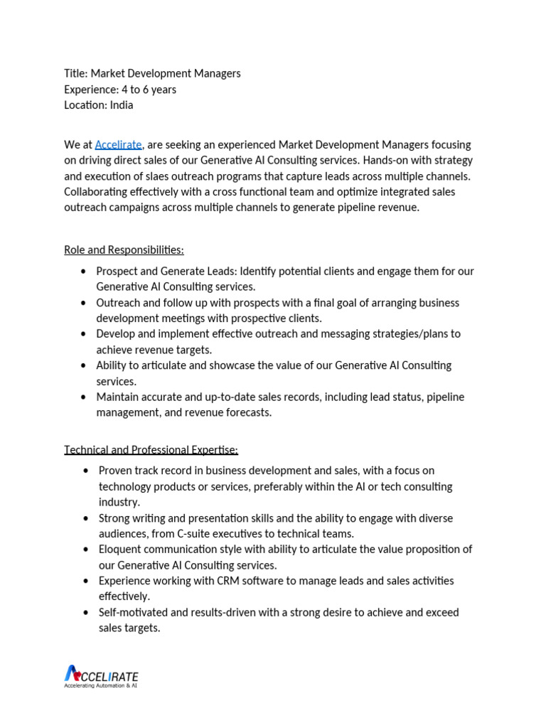 Gen AI Business Development JD | PDF