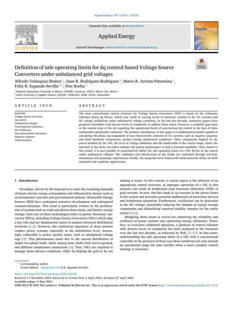Definition of safe operating limits for dq control-based Voltage Source ...