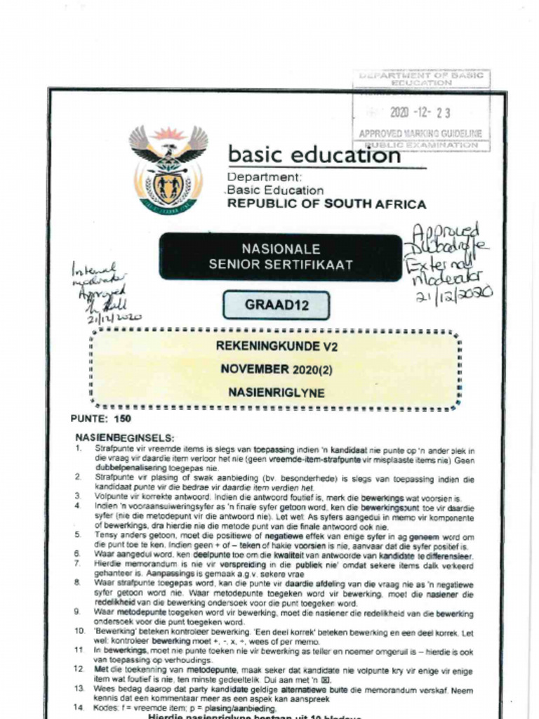 Rekeningkunde V2 NSS Finale Nasienriglyne | PDF