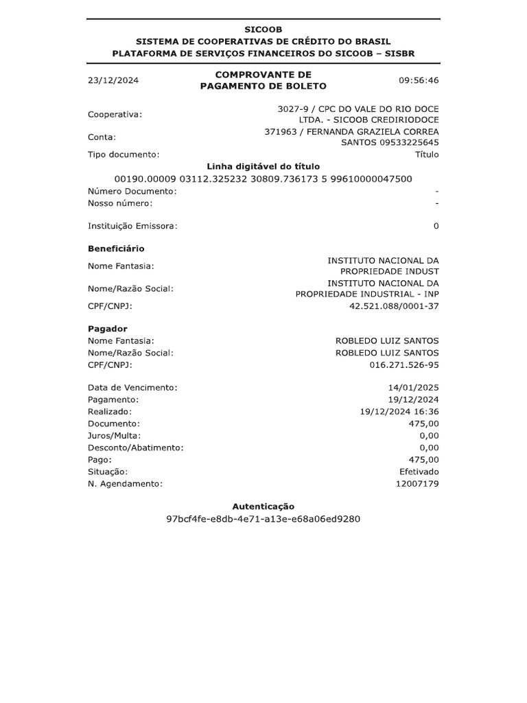 Comprovante de Pagamento Taxa | PDF