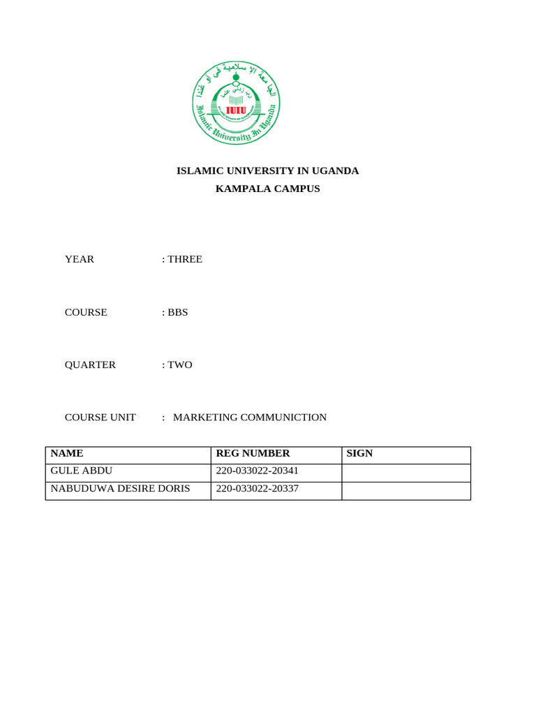 Marketing and Communications Plan For Kampala International University | PDF | Brand | Marketing ...