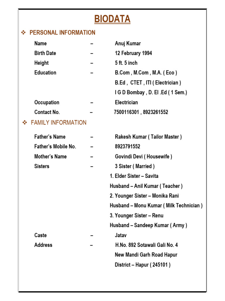 Anuj Kumar's Personal Profile | PDF