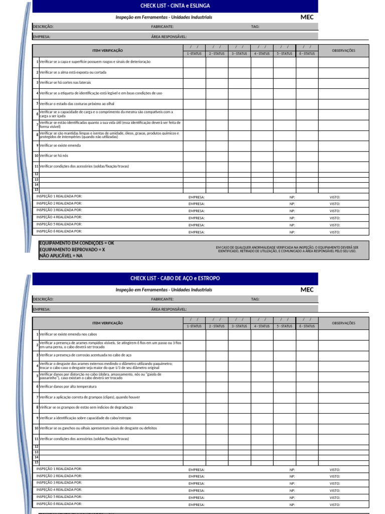 CHECK LIST -2023 | PDF | Eletricista | Engenharia Elétrica