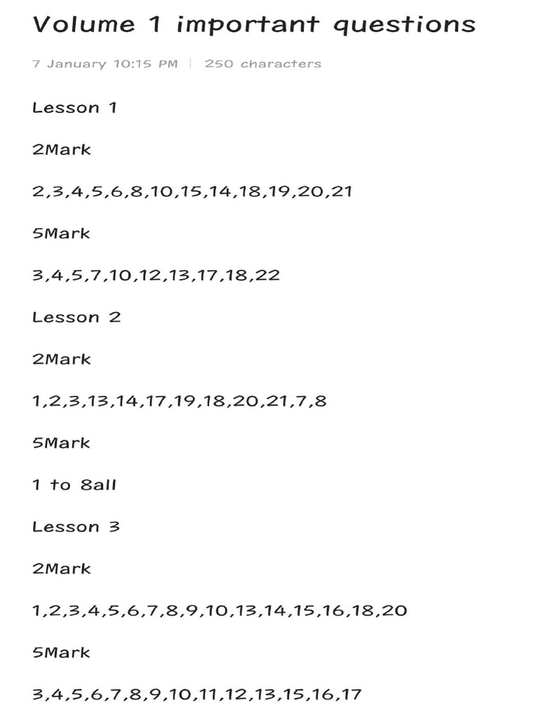 Volume 1-Important Question PDF | PDF