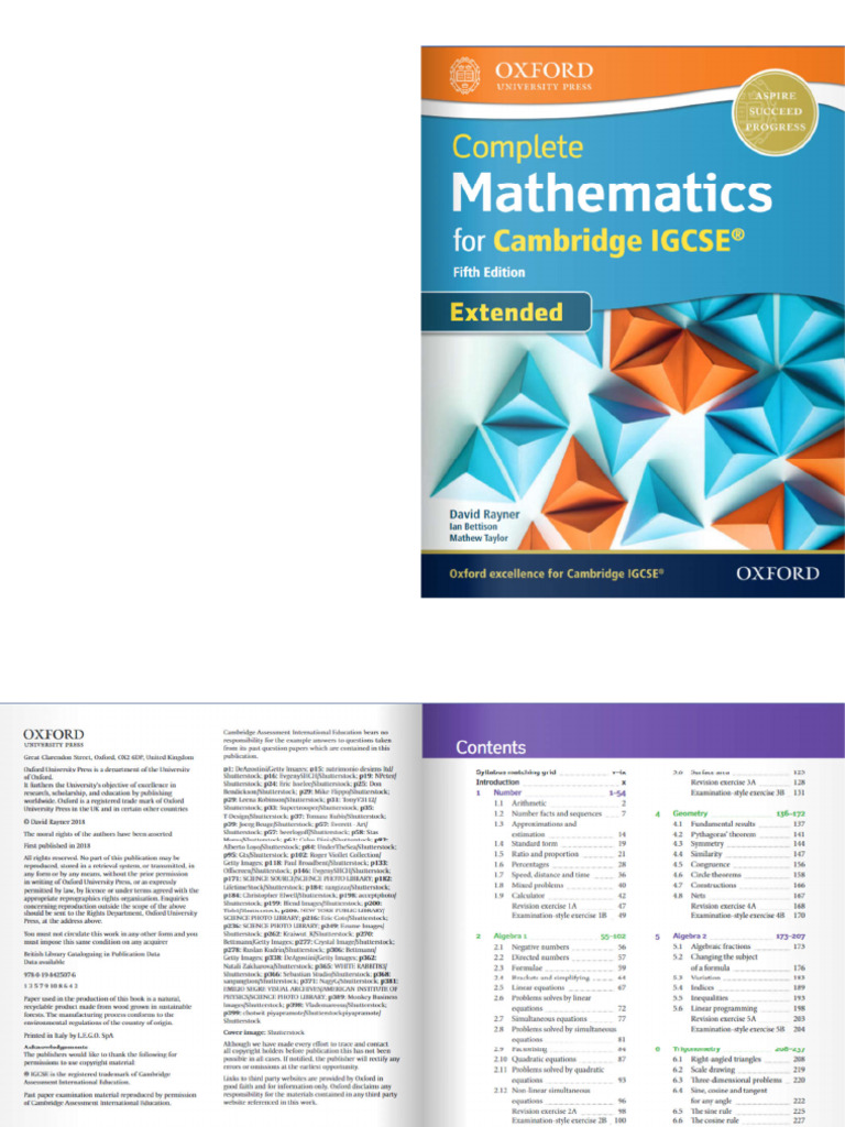 Rayner Complete Mathematics For Cambridge IGCSE, 5th Ed D Rayner | PDF