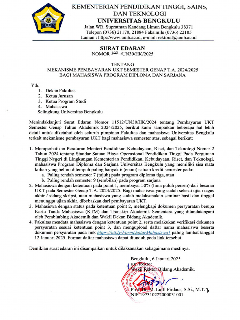 4. Surat Edaran Mekanisme Pembayaran UKT | PDF