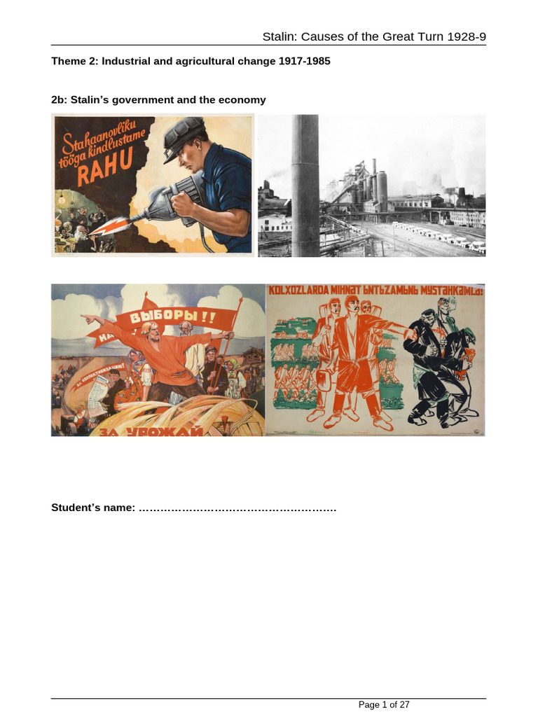 16 Theme 2b Industry and Agriculture Under Stalin 1928-1953 | PDF ...