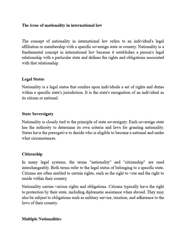 Nationality in International Law Explained | PDF | Nationality ...
