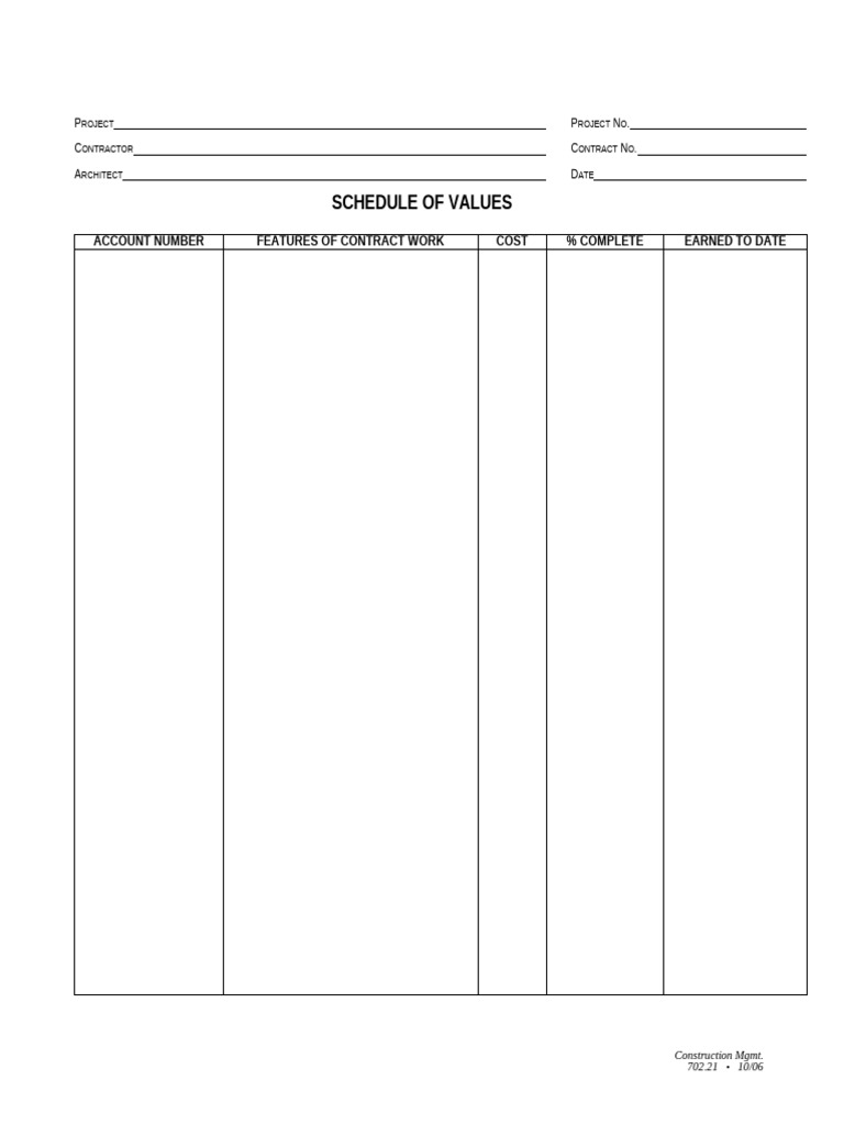 Construction Project Schedule of Values | PDF