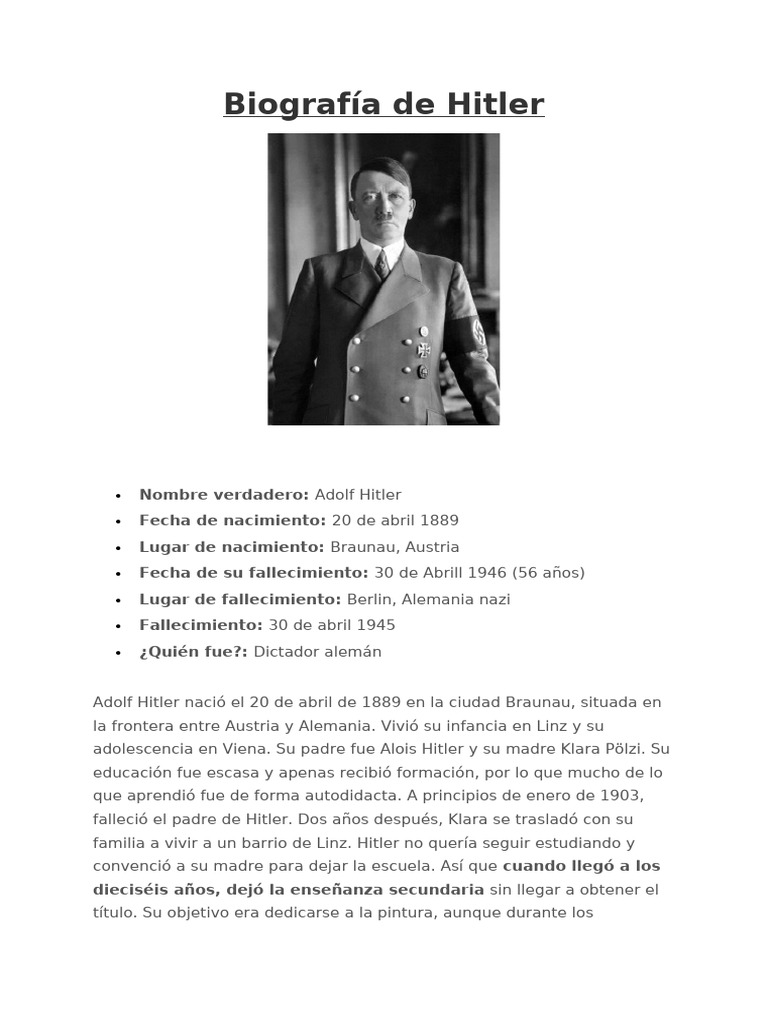 Biografía de Hitler | PDF