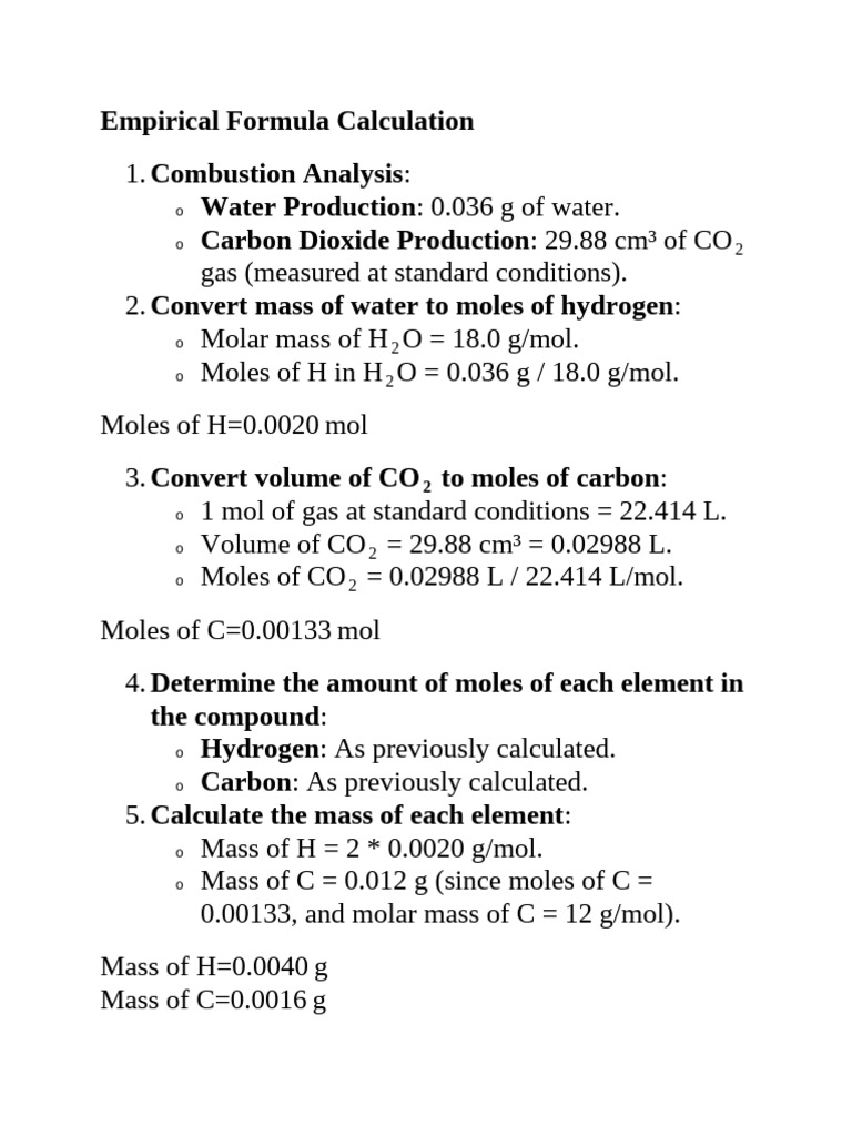 Empirical Formula Calculation | PDF