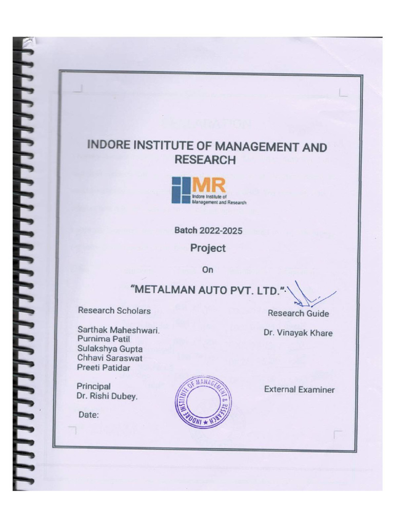 BBA I Year Field Projects | PDF