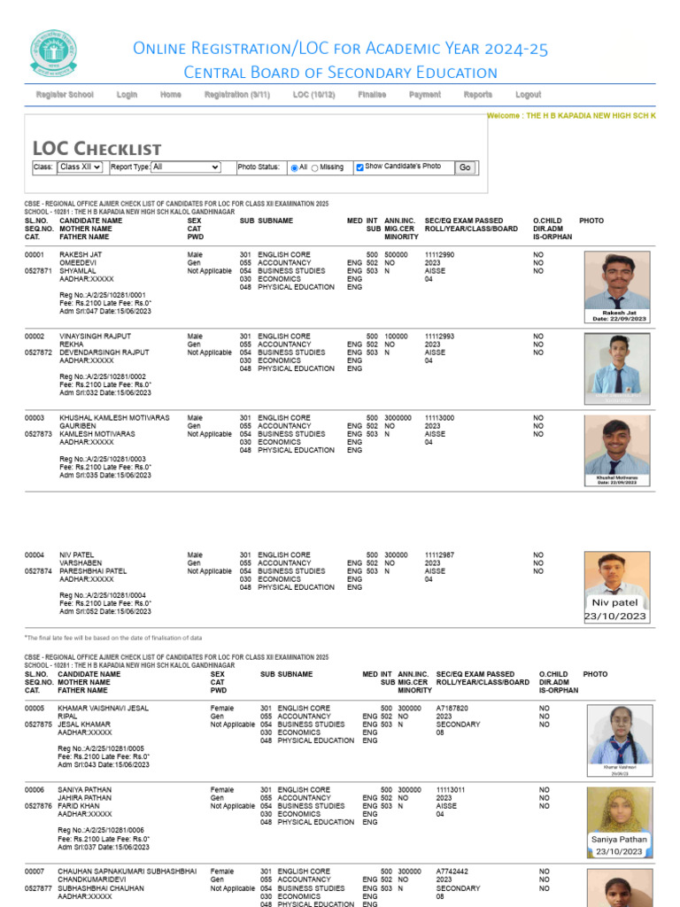 LOC Checklist for Class XII 2025 | PDF | Educational Assessment And ...