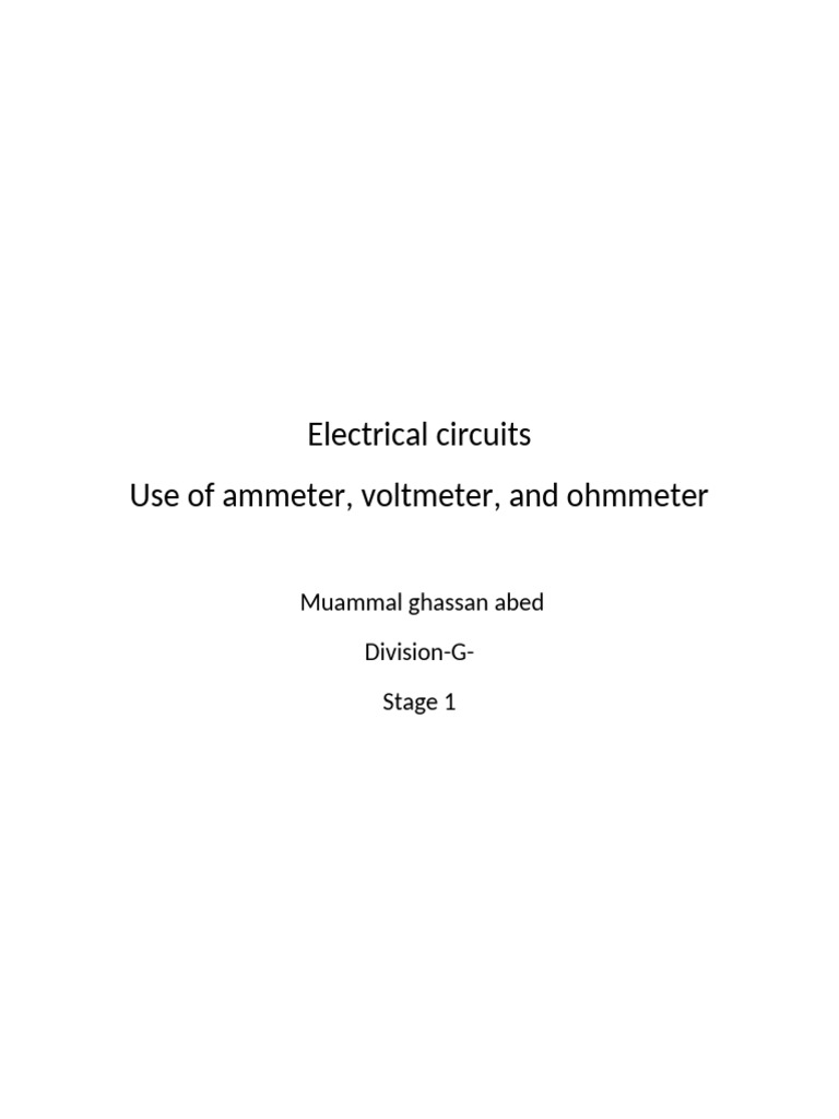 Electrical Circuits | PDF | Voltage | Measuring Instrument