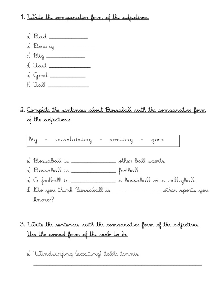 comparatives worksheet | PDF