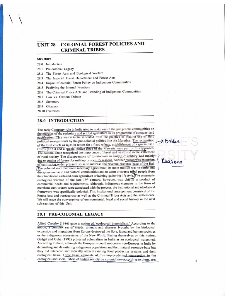 Colonial Forest Policies and Criminal Tribes | PDF
