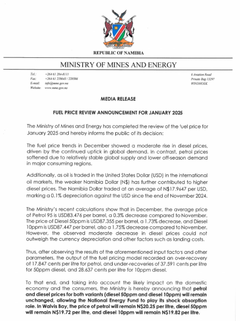 Fuel Price Review Announcment January 2025 | PDF