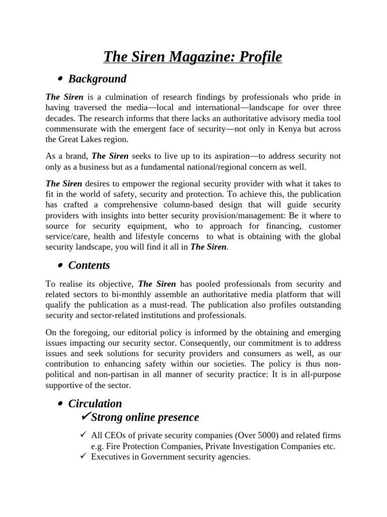 SIREN Magazine PROFILE 1 | PDF | Advertising | Mass Media