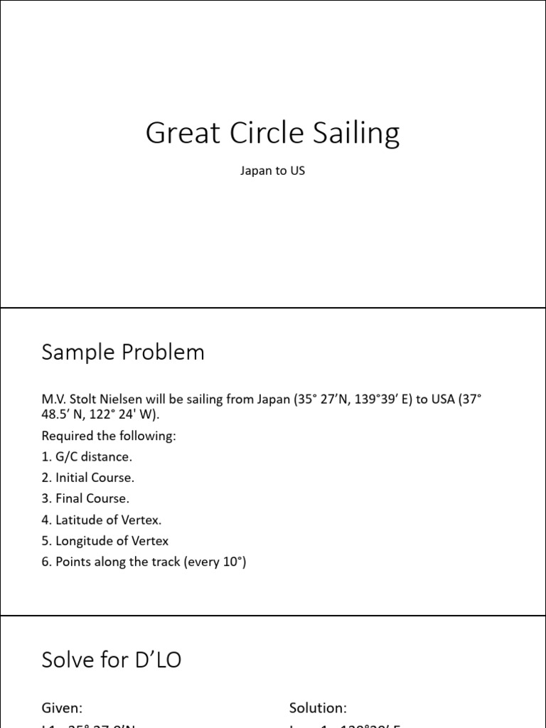 Great Circle Sailing Japan to US | PDF | Mathematical Objects ...