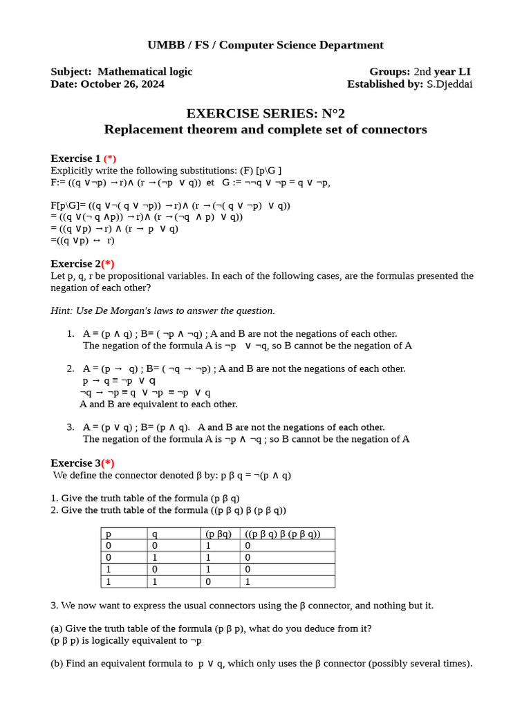 Corr Exercises Series 2 LM 24 25 | PDF