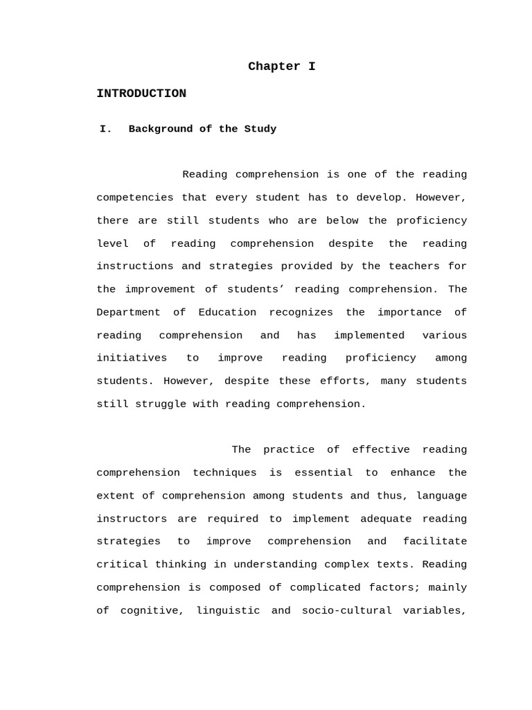 GR4 NEW Investigating Factors Affecting Reading Comprehension in CDONHS SHS | PDF | Reading ...