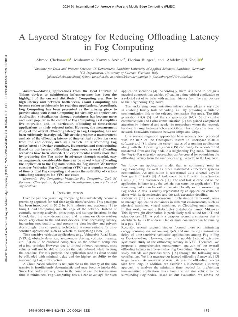 A Layered Strategy For Reducing Offloading Latency in Fog Computing | PDF | Computer Network ...