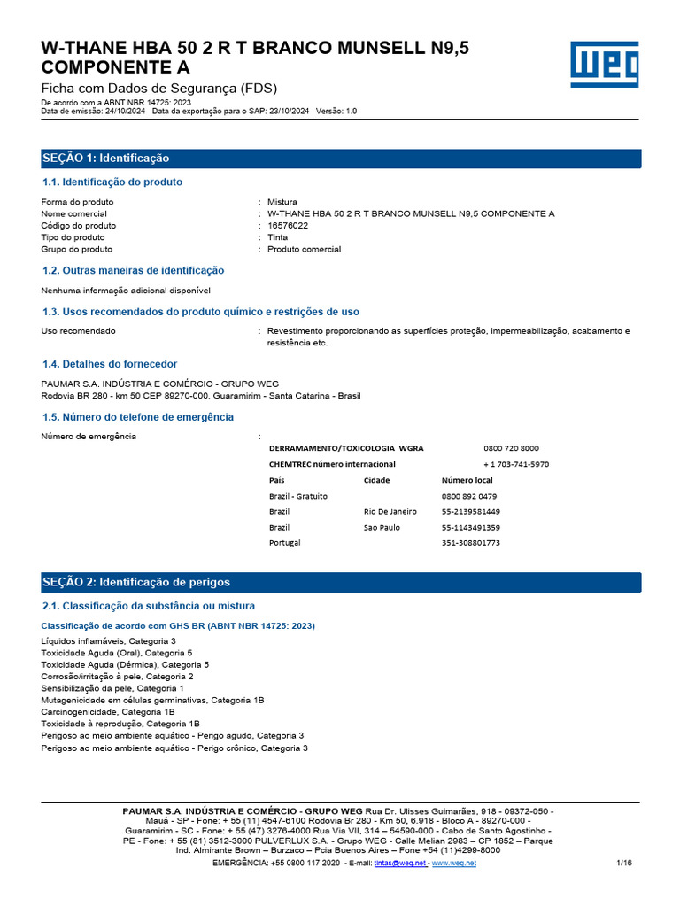127 - W-Thane Hba 50 2 R T Branco Munsell N9,5 Comp A | PDF | Incêndios | Águas residuais