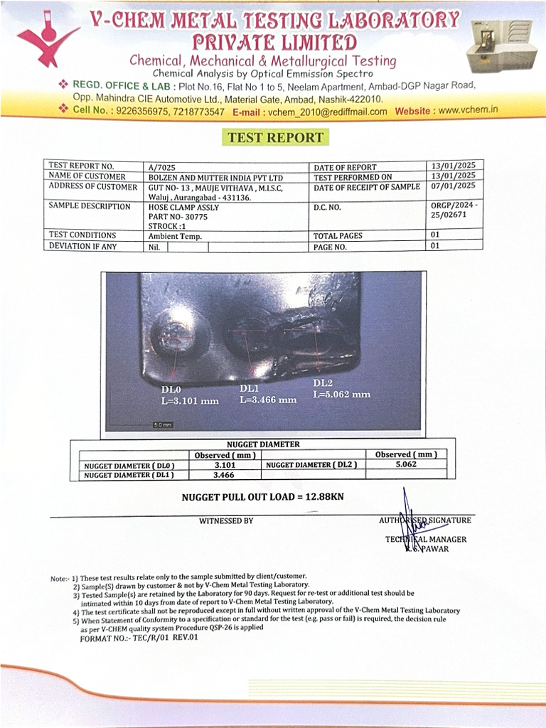 V-Chem Metal Testing Laboratory | PDF