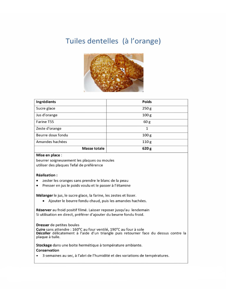 Tuiles dentelles (à l’orange) | PDF