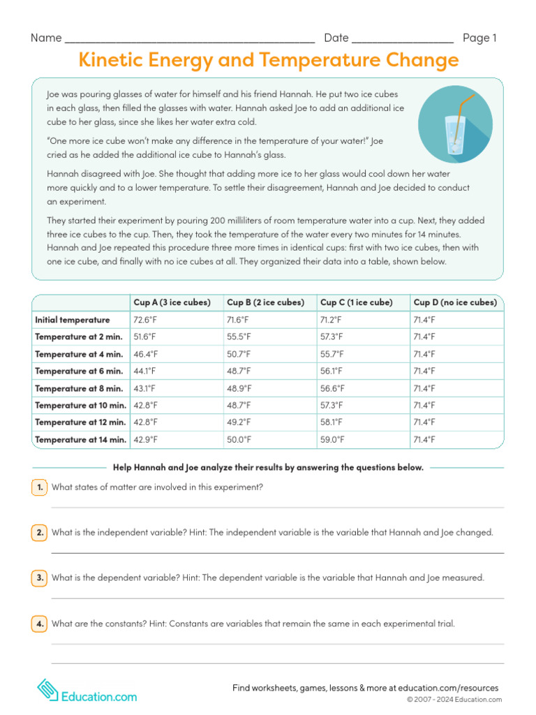 Kinetic Energy and Temperature Change | PDF | Temperature | Ice