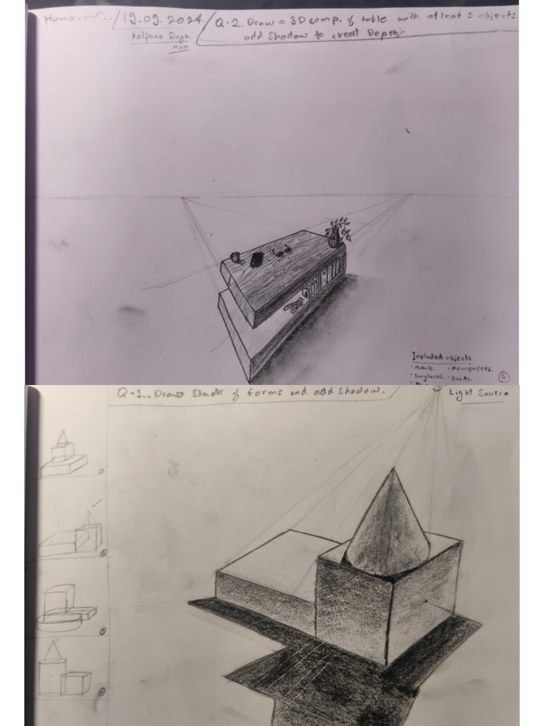 Object Drawing 19.09.2024 (B2-Shivam) To Kalpana Singh Mam | PDF
