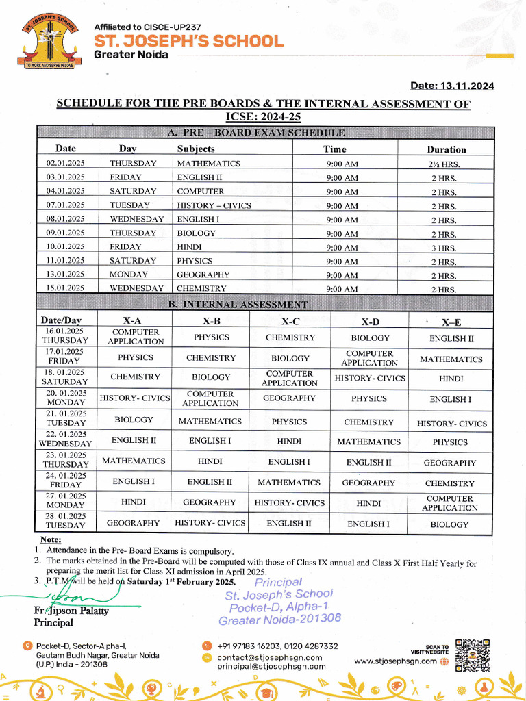 Schedule ICSE - 2024-25 - 5558 | PDF | Natural Sciences