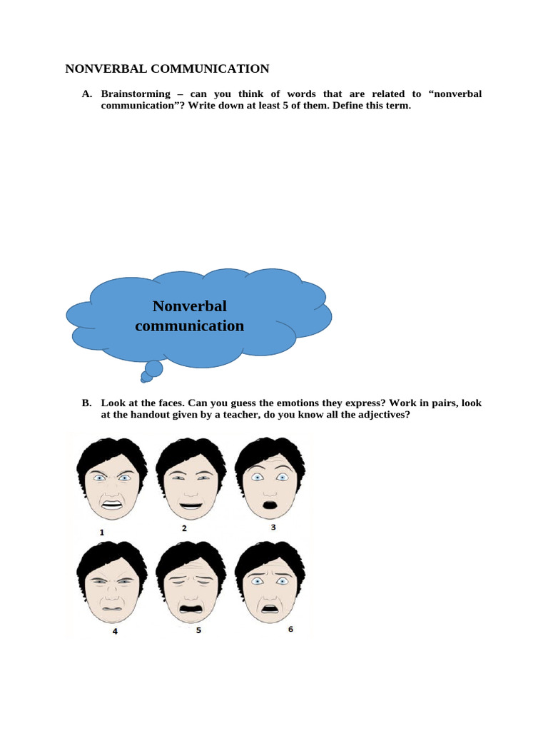 6. Worksheet 2 | PDF | Nonverbal Communication | Communication