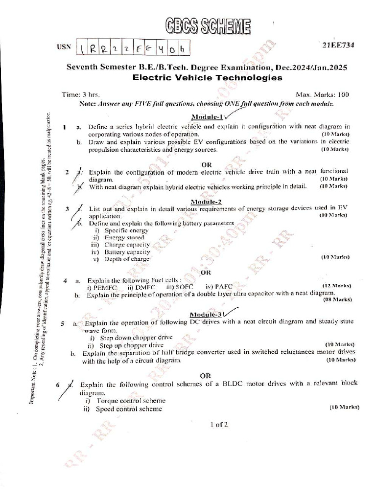 Electric Vehicle Technology 21EE734 | PDF