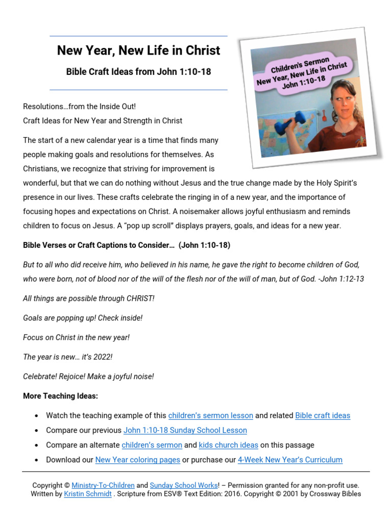 Craft Ideas John 1-10-18 New Year New Life in Christ | PDF | English ...
