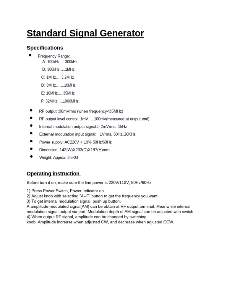 Standard Signal Generator | PDF