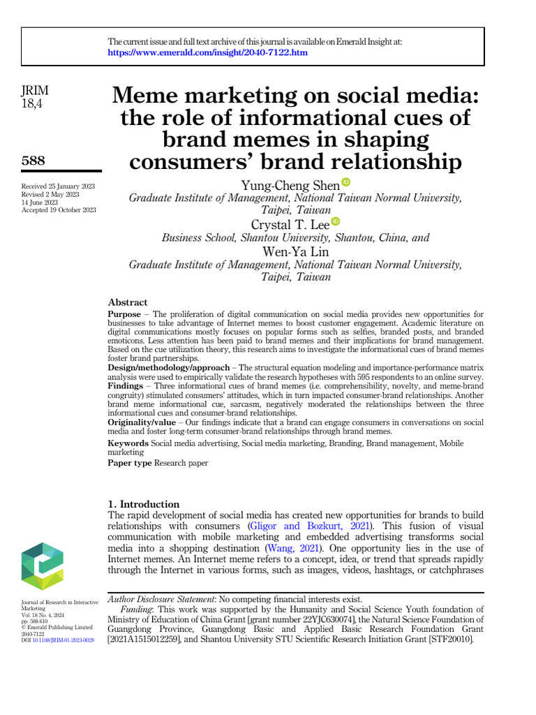 Brand Memes and Consumer Relationships | PDF | Brand | Affect (Psychology)