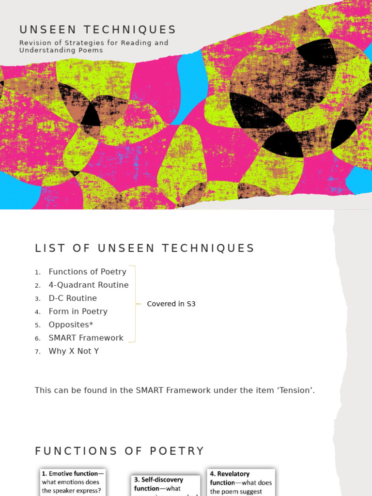 Unseen Techniques for Analyzing Poetry | PDF | Poetry | Linguistics