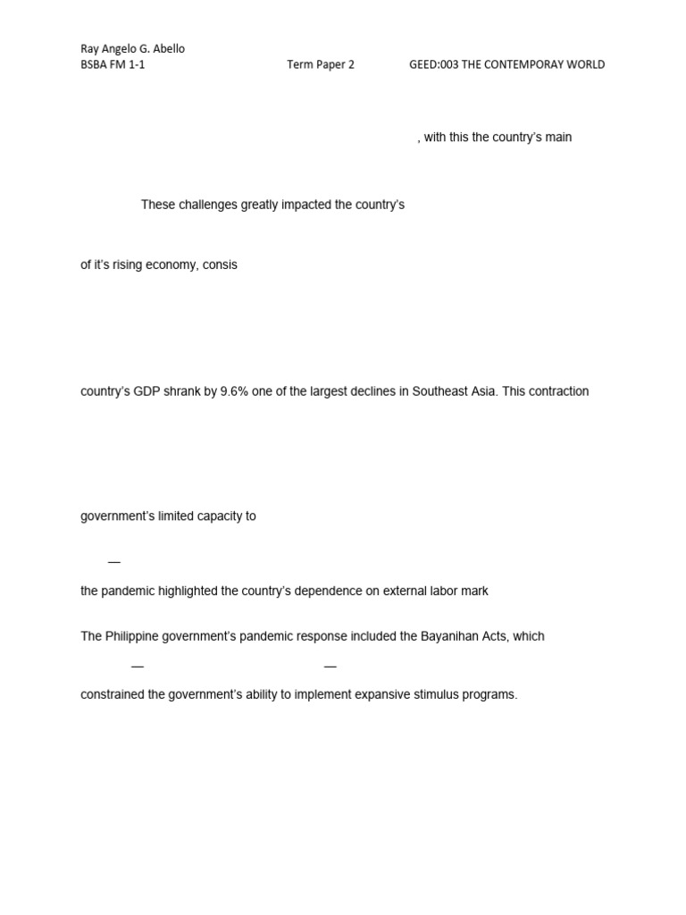 Impact of COVID-19 on Philippine Economy | PDF | Recession | Philippines