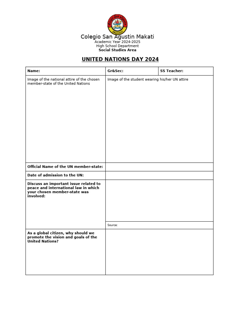 United Nations Day Activity Sheet | PDF