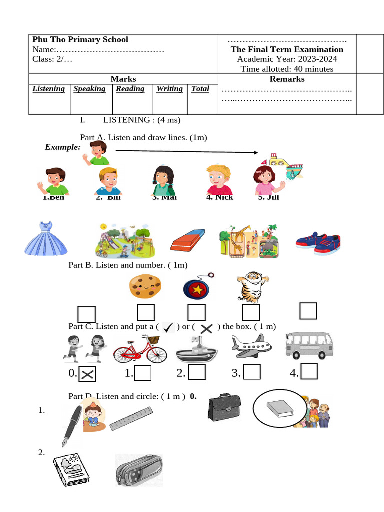 ĐỀ THI TA K2 HK2 2023 - 2024 | PDF