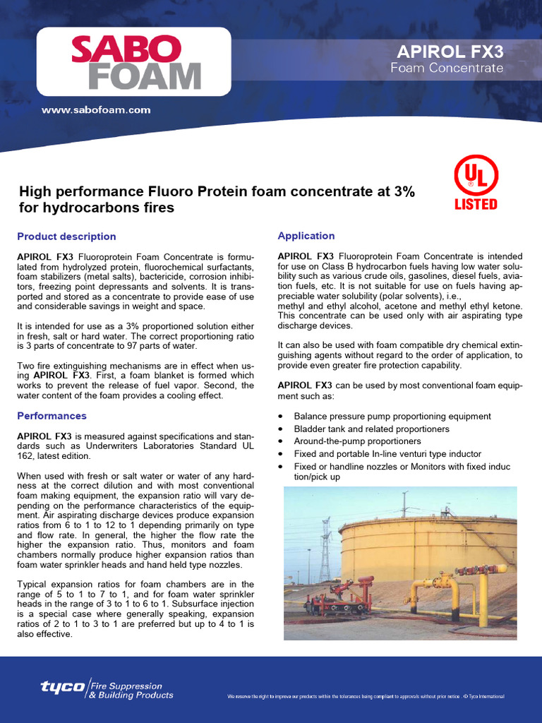 SaboFoam APIROL FX3 FP 3% Hydrocarbon Fires | PDF | Chemistry ...