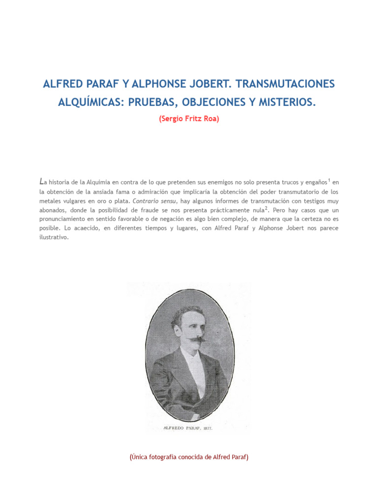 Alfred Paraf y Alphonse Jobert Transmuta | PDF | Alquimia