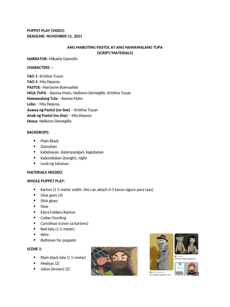 Parabula Script - Materials - Characters | PDF