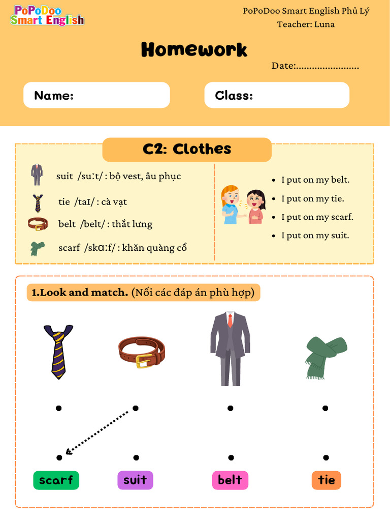 PSE C2 - Clothes Worksheet | PDF