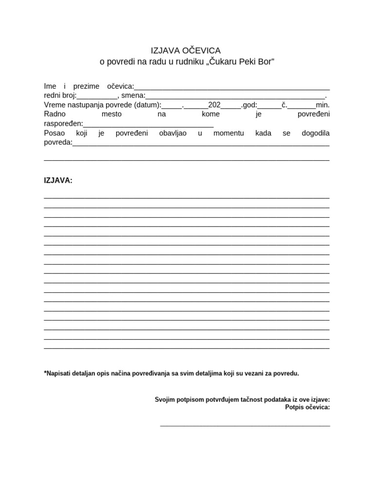 Izjava Očevica | PDF