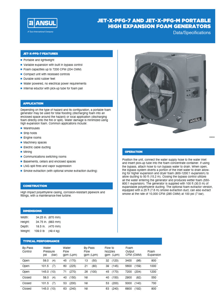 Portable High Expansion Foam Generator | PDF | Basement | Water